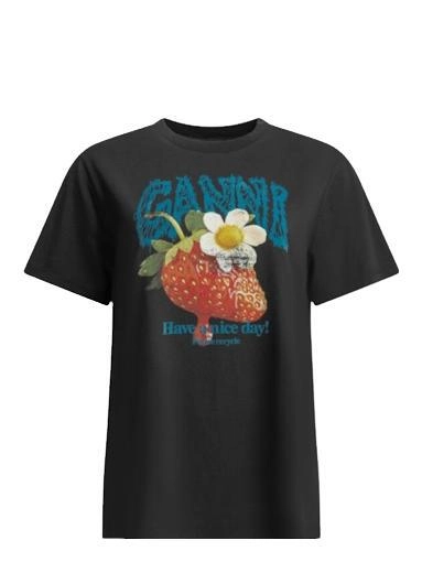 GANNI Strawberry Crewneck Sweat-shirt T-shirt - Black