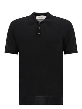 GOLDEN GOOSE Merino Wool Buttondown Polo Shirt - Black
