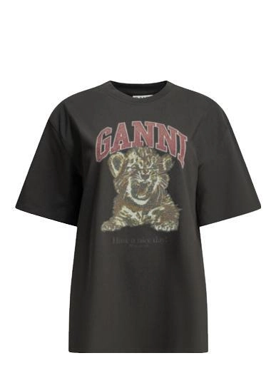 GANNI Baby Tiger Crewneck Sweat-shirt T-shirt - Black