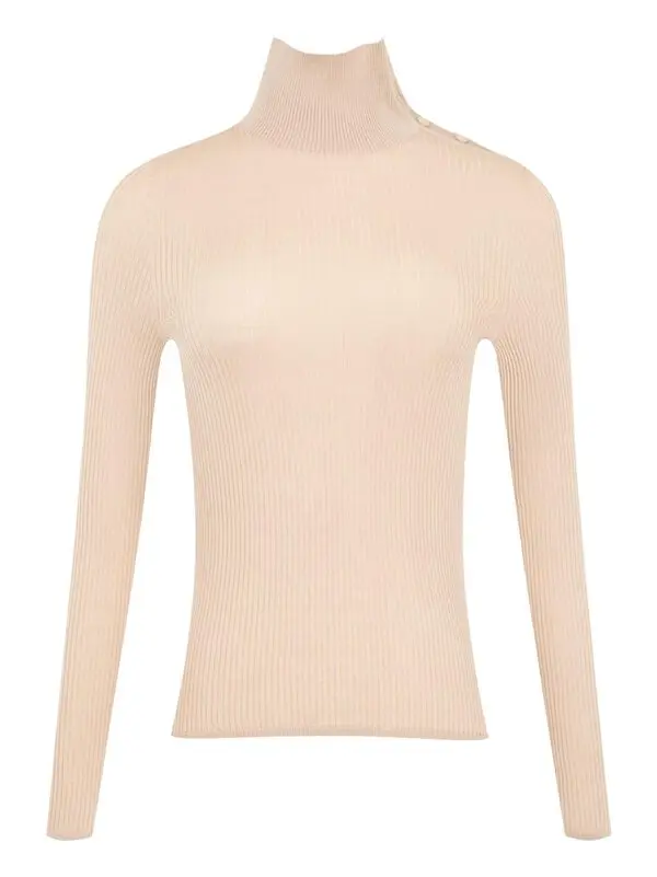 Moncler Ribbed Turtleneck Top - Brown