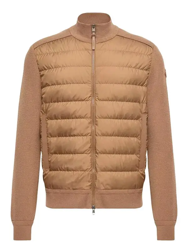 Moncler Zip-up Cardigan With Quilted Front - Brown