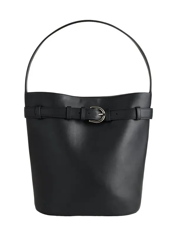Quince Chiara Belted Bucket Bag - Black