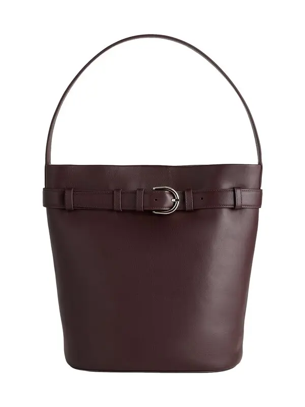 Quince Chiara Belted Bucket Bag - Deep Plum