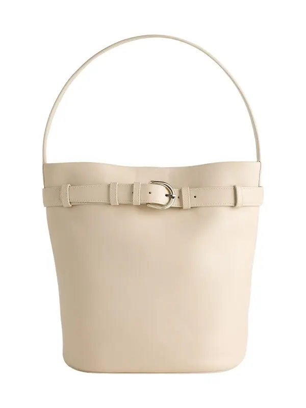 Quince Chiara Belted Bucket Bag - Soft Ivory