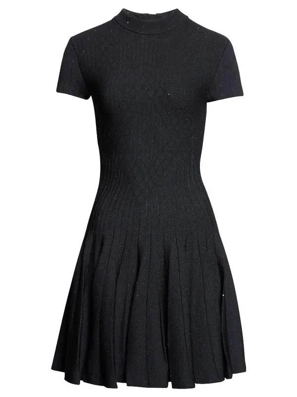 Balmain Glittered Compact Viscose Knit Dress - 6du Blue
