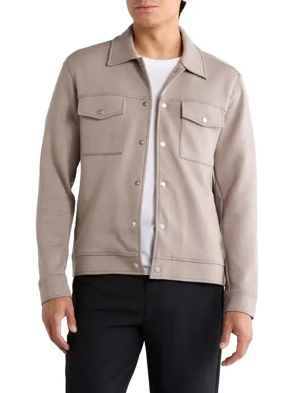 REISS Thom Shirt Jacket - Taupe Brown