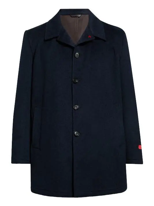 Isaia San Gennaro Cashmere Jacket With Embroidered Lapels - Blue