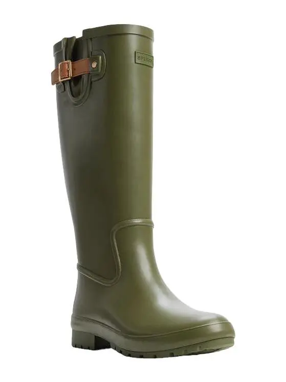 Sperry Tall Buckled Rain Boots - Khaki