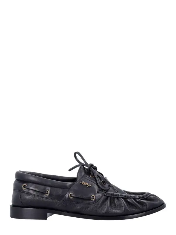 Saint Laurent Leather Boat Shoe Loafers - Nero
