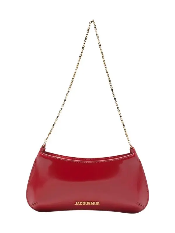 Jacquemus Calf Leather Chain Handbag With Gold-tone Hardware - Red