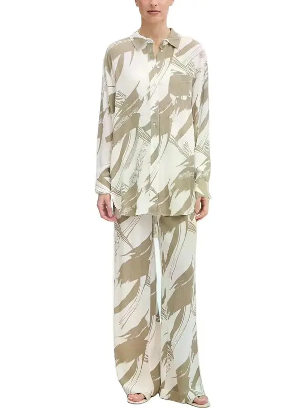 Dkny Abstract Print Chest Pocket Shirt - White