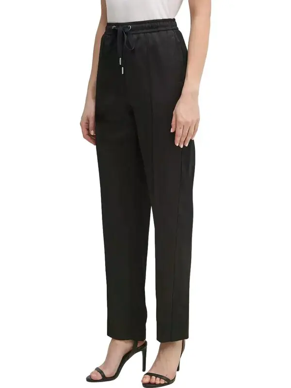 Dkny Straight-leg Trousers With Drawstring Waist - Black