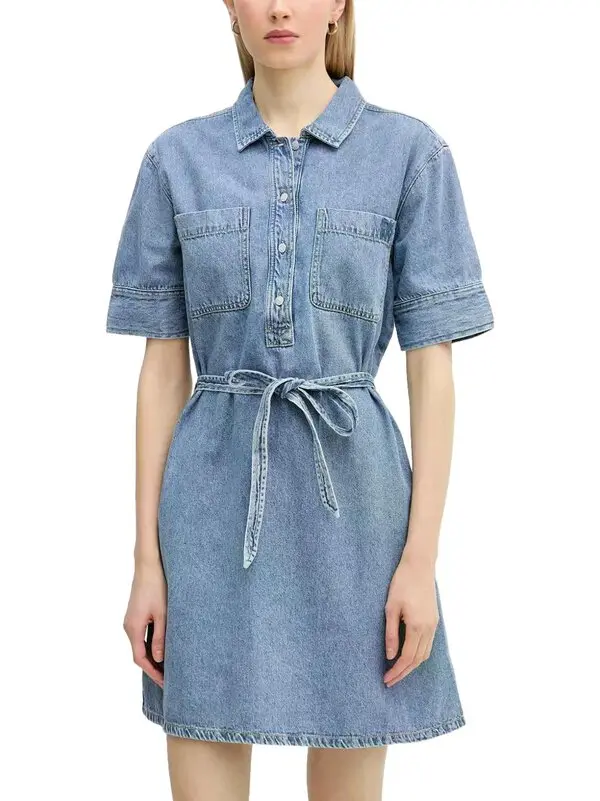Dkny Belted Denim Mini Dress - Blue