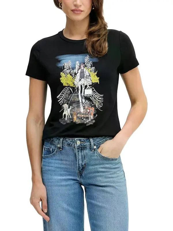 Dkny Graphic-print Short-sleeve T-shirt - Black