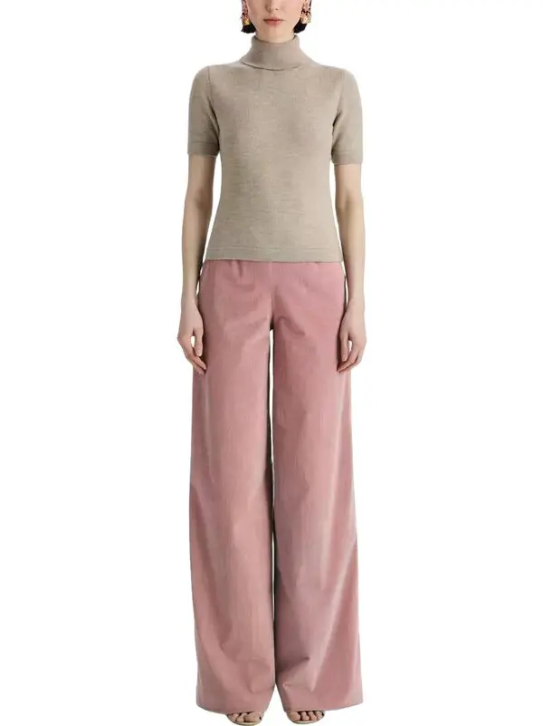 Oscar De La Renta Turtleneck Short-sleeved Knitted T-shirt - Neutrals