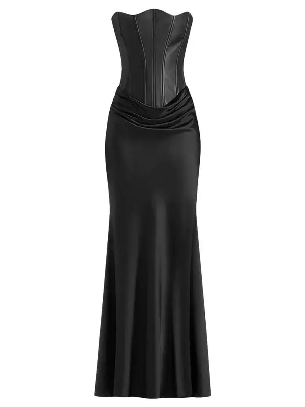 Manière De Voir Maniere De Voir Corina Maxi Dress With Corset Bodice - Black