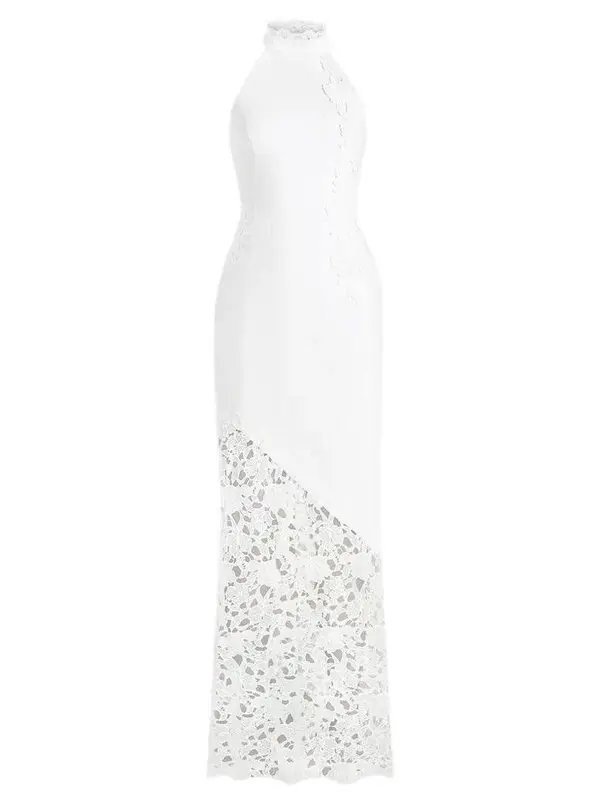 Manière De Voir Maniere De Voir Halterneck Crochet Maxi Dress - White