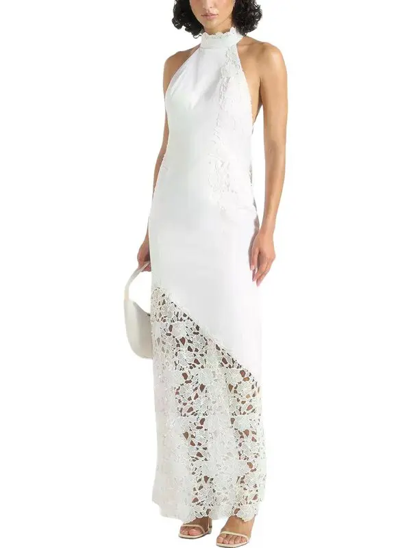 Manière De Voir Maniere De Voir Halterneck Crochet Maxi Dress - White