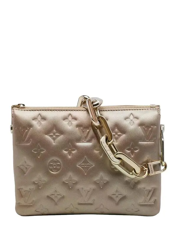 LOUIS VUITTON Monogram Embossed Puffy Lambskin Coussin Bb Satchel - Gold