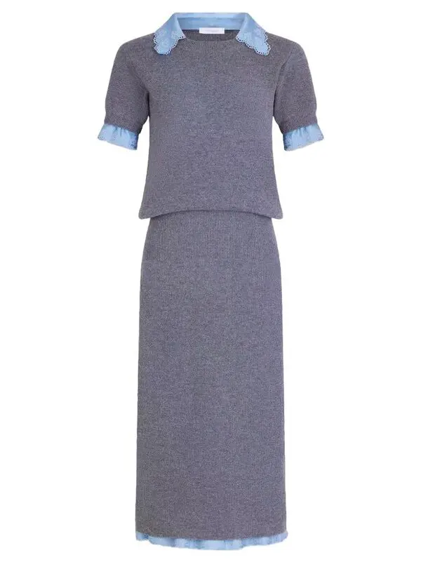 Rabanne Embroidered Satin-panelled Midi Dress - Grey