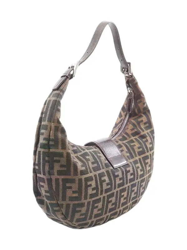 Fendi 2000-2010 Zucca Croissant Shoulder Bag - Brown
