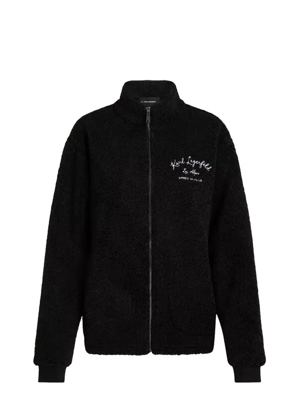 Karl Lagerfeld Embroidered Fleece Jacket - Black