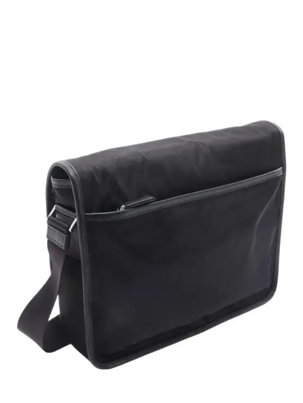 Prada Saffiano Trimmed Tessuto Messenger Bag - Black