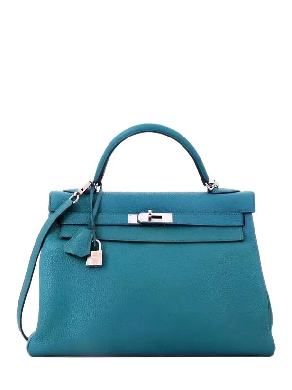 Hermès Togo 32 Satchel With Palladium Hardware - Blue