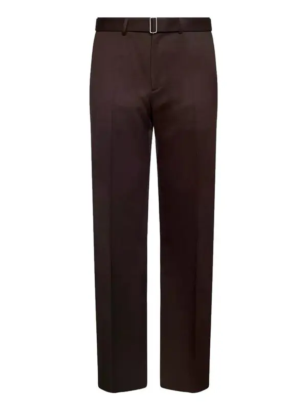 LARDINI Belted Virgin Wool Trousers - Brown