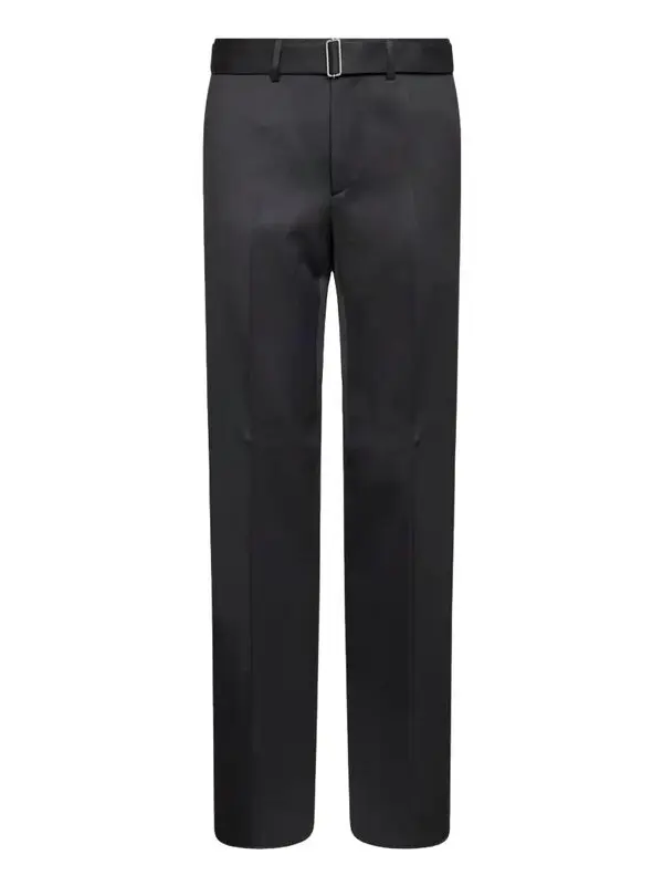 LARDINI Belted Pressed-crease Trousers - Grey