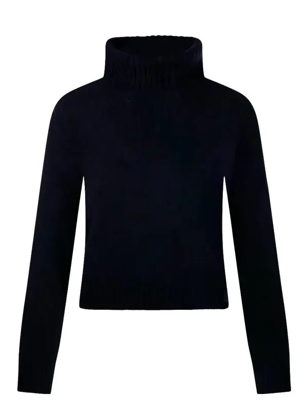 BEYOU Roll-neck Fine Knit Sweater - Blue