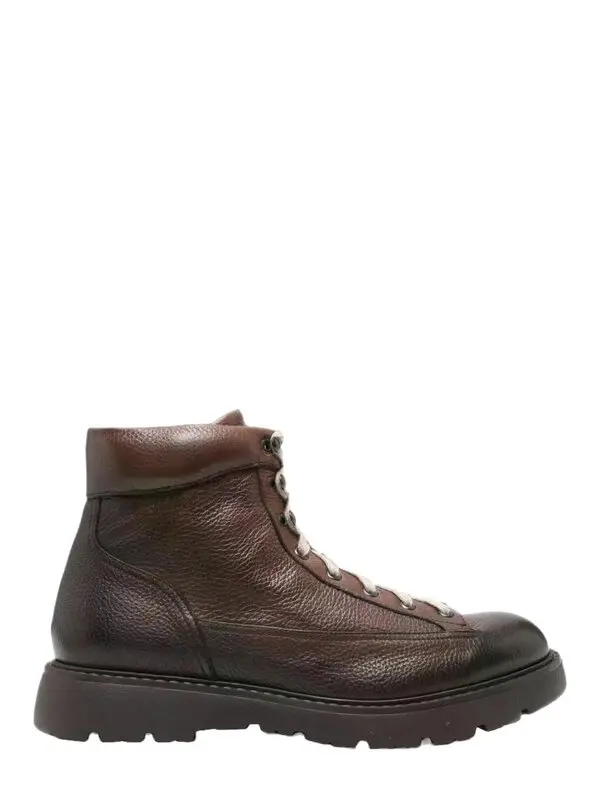 DOUCAL'S Side-zip Lace-up Ankle Boots - Brown