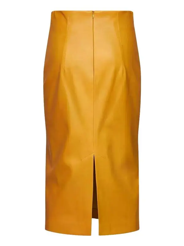 BLANCA VITA High-rise Rear-slit Midi Pencil Skirt - Yellow