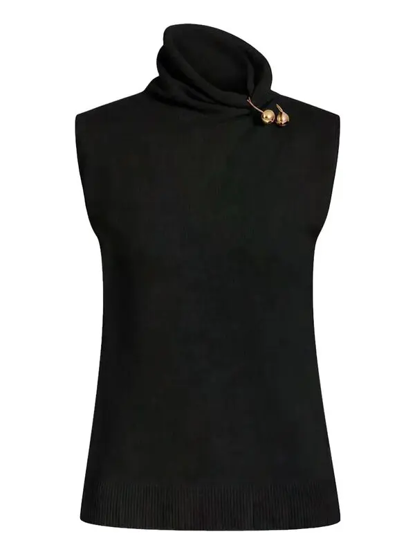 Alberta Ferretti Button-detail Turtleneck Tank Top - Black