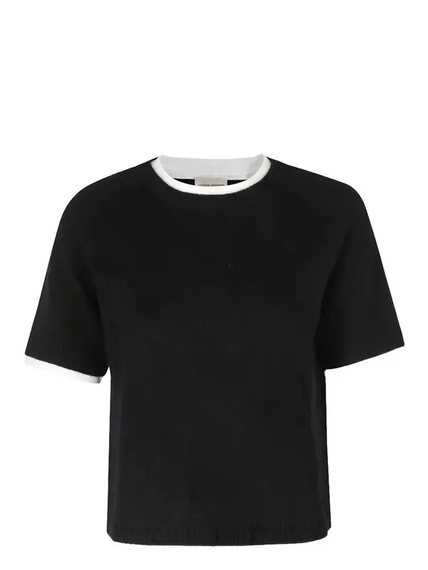 SEMICOUTURE Layered Effect Short-sleeve Sweater - Black