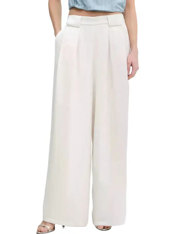 Dkny High-rise Pleated Wide-leg Palazzo Pants - Neutrals