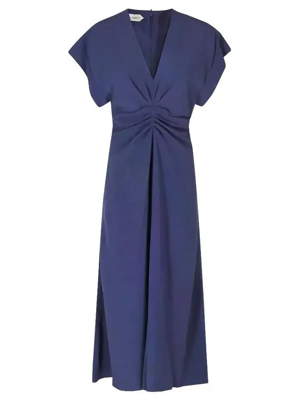 Alberta Ferretti Gathered V-neck Midi Dress - Blue