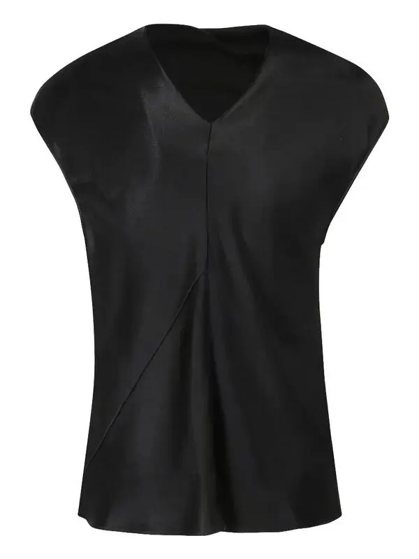 Alberta Ferretti Sleeveless Satin Cowl Neck Top - Black