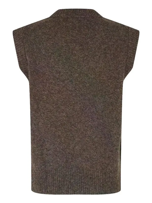 Soeur V-neck Knitted Vest - Brown