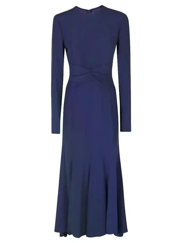Alberta Ferretti Midi Ruched-waist Long-sleeve Dress - Blue