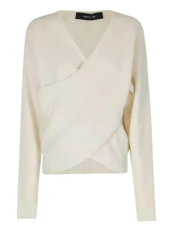 Federica Tosi Wrap-style V-neck Sweater - Neutrals