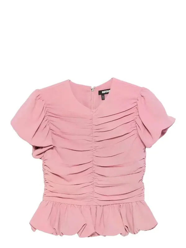 ROTATE BY BIRGER CHRISTENSEN Ruched Puff-sleeve Blouse - Pink