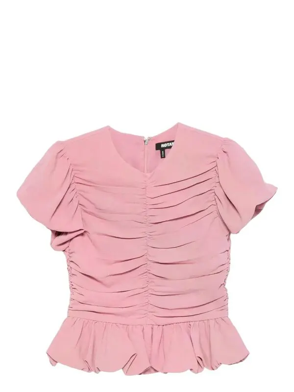 ROTATE BY BIRGER CHRISTENSEN Ruched Puff-sleeve Blouse - Pink