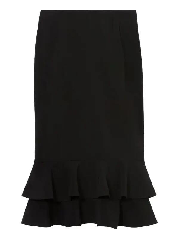 Claudie Pierlot Flared Ruffled Midi Skirt - Black