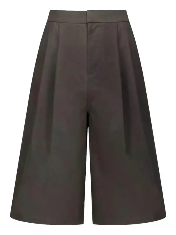 AMOMENTO Two-tuck Wide-leg Shorts - Brown