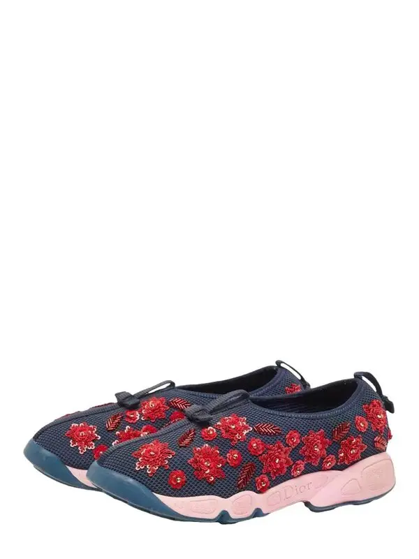 Dior Fusion Embellished Floral Sequin Sneakers - Blue