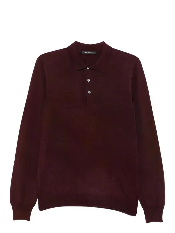 Tagliatore Long-sleeves Polo Shirt - Red