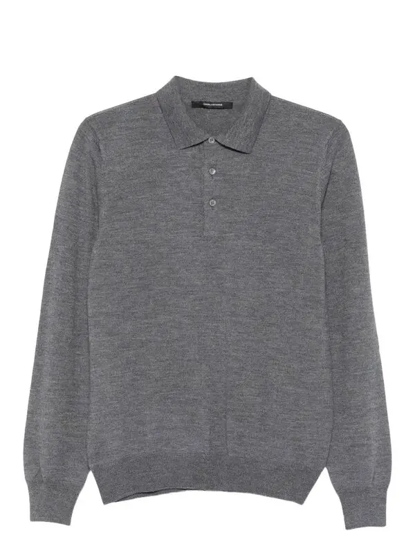 Tagliatore Palmer Long-sleeve Knitted Polo Shirt - Grey