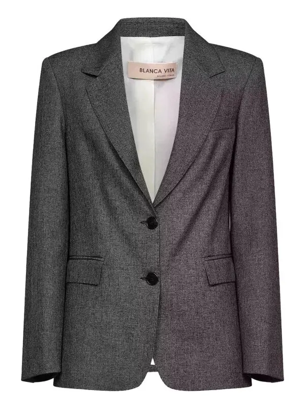 BLANCA VITA Single-breasted Blazer With Notched Lapel - Grey