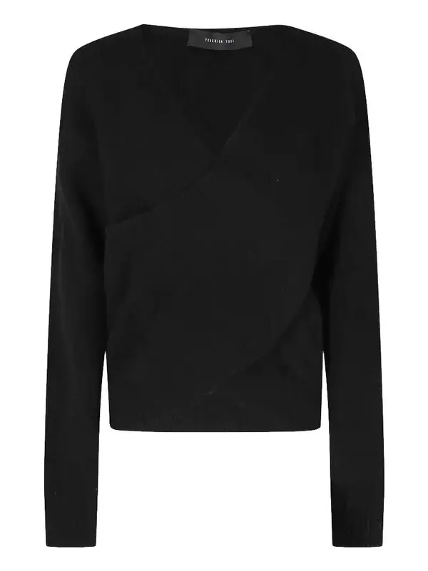 Federica Tosi Wrap-style V-neck Sweater - Black